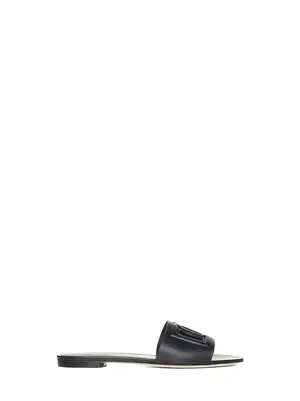 Dolce & Gabbana Calfskin Slides With Dg Millennials Logo - Multicolor