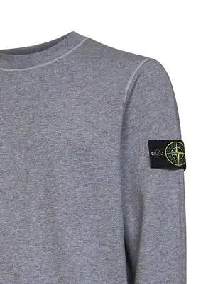 Stone Island Melange Grey Organic Cotton Crewneck Sweatshirt - Multicolor
