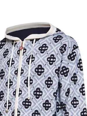 Casablanca White And Black Wool Cc Monogram Zip-up Hoodie