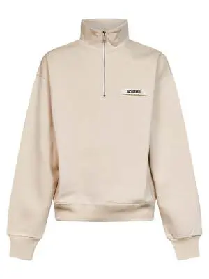 Jacquemus Beige Zipped-rollneck Sweatshirt - Multicolor