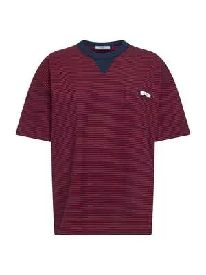 Prada Abbigliamento Red And Blue Striped Cotton Jersey T-shirt - Multicolor