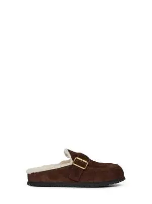 Prada Suede And Shearling Mules - Multicolor