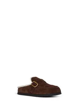 Prada Suede And Shearling Mules - Multicolor