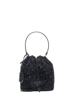 Prada Re-nylon Mini Bucket Bag With Crystal Embellishment - Multicolor