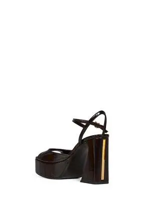 Fendi Brown Hagfish Leather Arco Platform Sandals