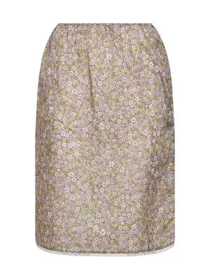 Prada Abbigliamento Alabaster Printed Nylon Midi Skirt - Multicolor