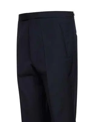 Prada Abbigliamento Blue Wool And Mohair Tailored Trousers