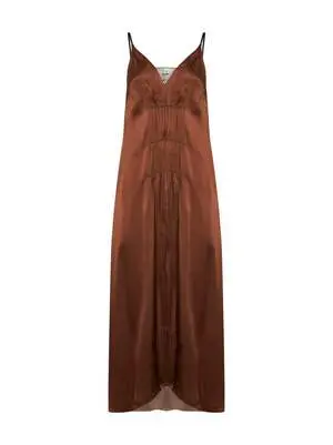Prada Abbigliamento Tobacco Satin Long Dress - Multicolor