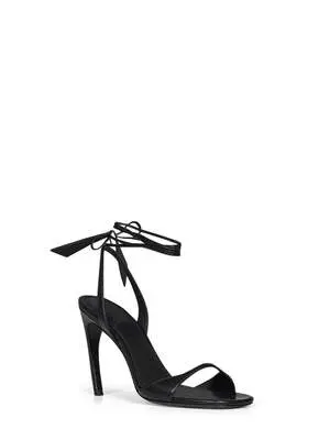 Attico Black Nappa Leather Ora Sandals With Tie Fastening - Multicolor