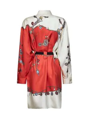 Versace Printed Silk Twill Belted Mini Dress - Multicolor