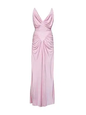 Versace Pastel Pink Liquid Viscose Jersey Evening Dress With Medusa Hardware - Multicolor