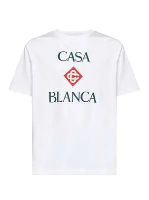 Casablanca White Cotton Jersey Diamond Logo T-shirt