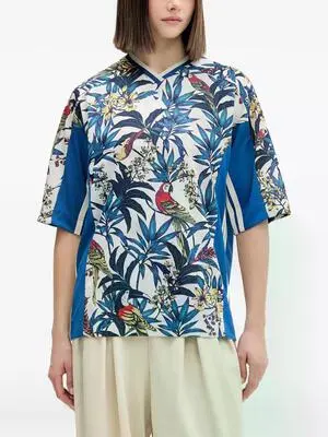 Adidas X Farm Rio Floral-print V-neck T-shirt