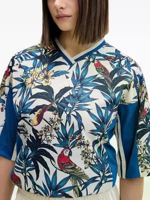 Adidas X Farm Rio Floral-print V-neck T-shirt