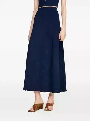 Sandro Pointelle-knit Flared Skirt