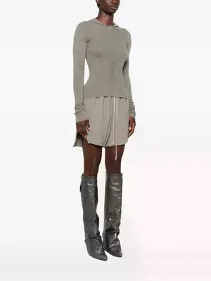 Rick Owens Cropped Ribbed-knit Hoodie