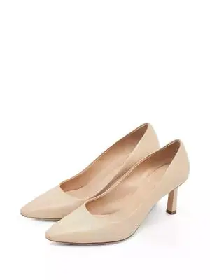 FERRAGAMO Beige Leather Pointed Toe High Heel Pumps
