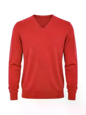 Malo V-neck Cashmere Fine-knit Top - Red