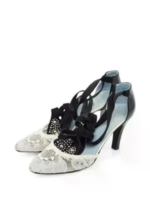 Valentino Garavani Embellished Lace-overlay Ankle-tie Pumps