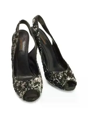 LOUIS VUITTON Liza Sequin-embellished Slingback Pumps - Black