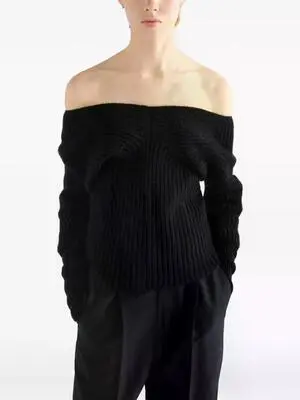 LEMAIRE Lemiare Off-shoulder Ribbed Sweater In Worsted Wool