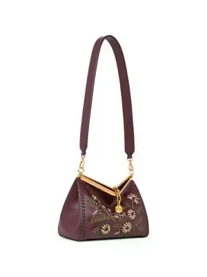Etro Medium Leather Vela Bag With Threading And Floral Motif