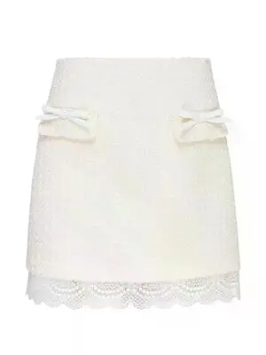 SELF-PORTRAIT Bouclé Lace-trim Mini Skirt