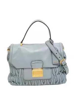Miu Miu Matelassé Leather Top Handle Crossbody Bag - Blue