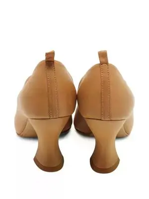 Bottega Veneta Almond Toe V-neck Vamp Leather Pumps