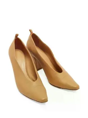 Bottega Veneta Almond Toe V-neck Vamp Leather Pumps