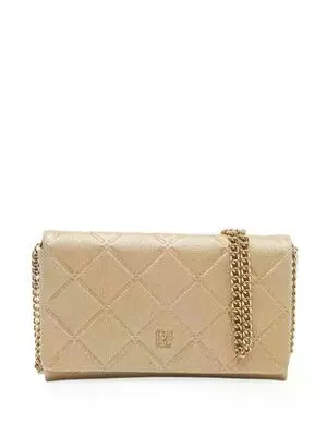 Carolina Herrera Quilted Logo-embossed Clutch Bag - Gold