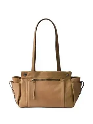 Prada Route Medium Leather Tote Bag - Neutrals