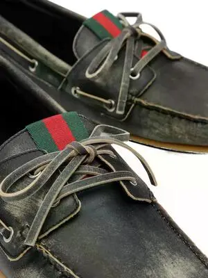 Gucci Striped Lace-up Boat Shoes