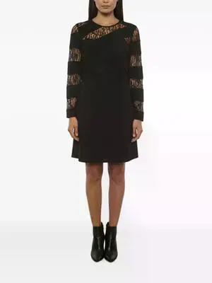 Sandro Lace-panel Crepe Mini Dress - Black