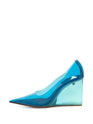 Amina Muaddi Ane Wedge-heel Pumps - White