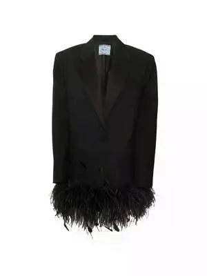 Prada Single-breasted Blazer With Feather Trim