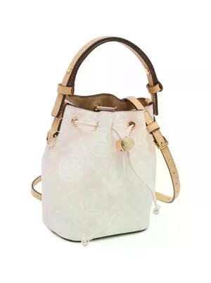 Tory Burch T Monogram Embossed Leather Bucket Bag - Pink