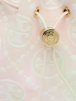 Tory Burch T Monogram Embossed Leather Bucket Bag - Pink