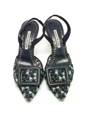Manolo Blahnik Maysli Buckle Detail Slingback Pumps - Blue