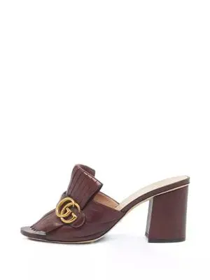 Gucci Gg Marmont Fringed-leather Heeled Sandals - Red