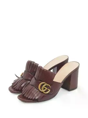 Gucci Gg Marmont Fringed-leather Heeled Sandals