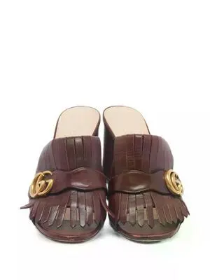 Gucci Gg Marmont Fringed-leather Heeled Sandals