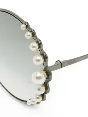 Fendi Pearl-embellished Round-frame Sunglasses
