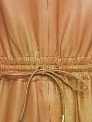 Gucci Sleeveless Drawstring-waist Leather Mini Dress