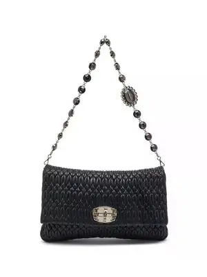 Miu Miu Crystal-embellished Shoulder Bag - Black