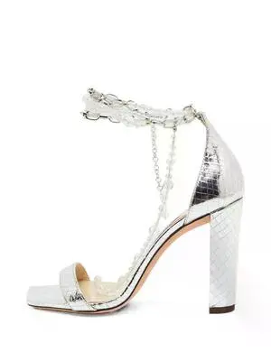 JIMMY CHOO Neena Snakeskin-embossed Sandals - Silver