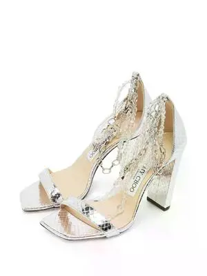 JIMMY CHOO Neena Snakeskin-embossed Sandals - Silver