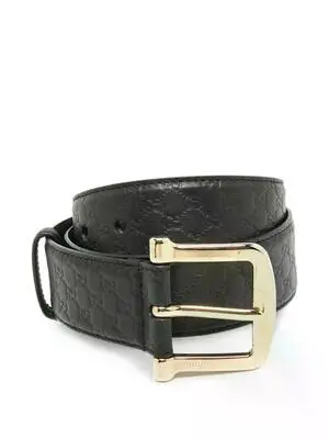 Gucci Microguccissima Leather Belt With Gold-tone Buckle - Black