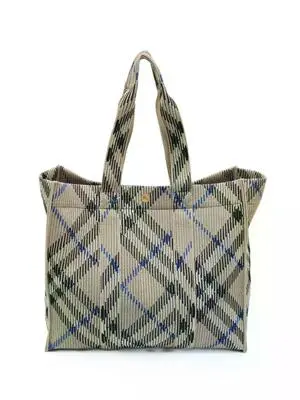 Burberry Check Knitted Tote Bag - Neutrals