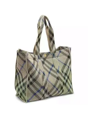Burberry Check Knitted Tote Bag - Neutrals